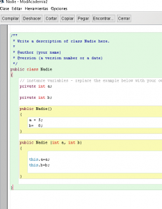 Método básico de modificación de datos - Curso Java BlueJ