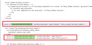 Hooks de la ficha del producto en Prestashop 1.7 - Manuales