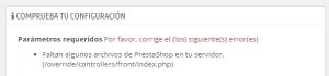 No se puede analizar el directorio “override” en Prestashop